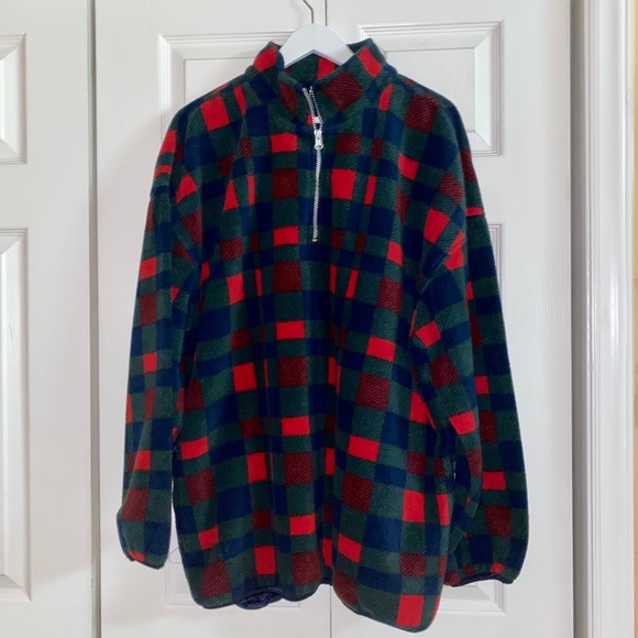 Vintage | Jackets & Coats | Vintage Trader Bay Checkered Plaid Fleece ...